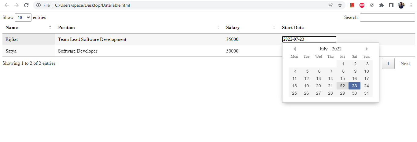 How to Add Date Picker in Data Table - Dotnet Copilot
