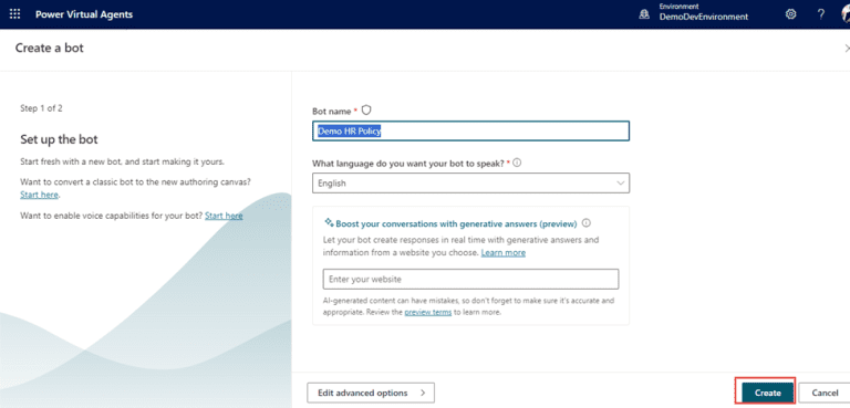 How to Implement Generative AI with Power virtual Agent to Create a ...