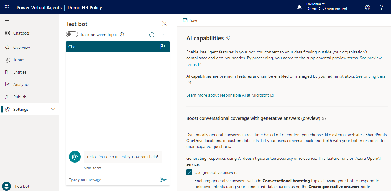How to Implement Generative AI with Power virtual Agent to Create a Chatbot with an Example ...